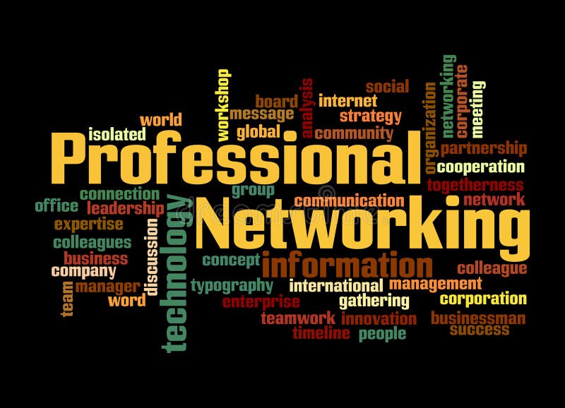 Word Cloud with PROFESSIONAL NETWORKING Concept, Isolated on a Black ...
