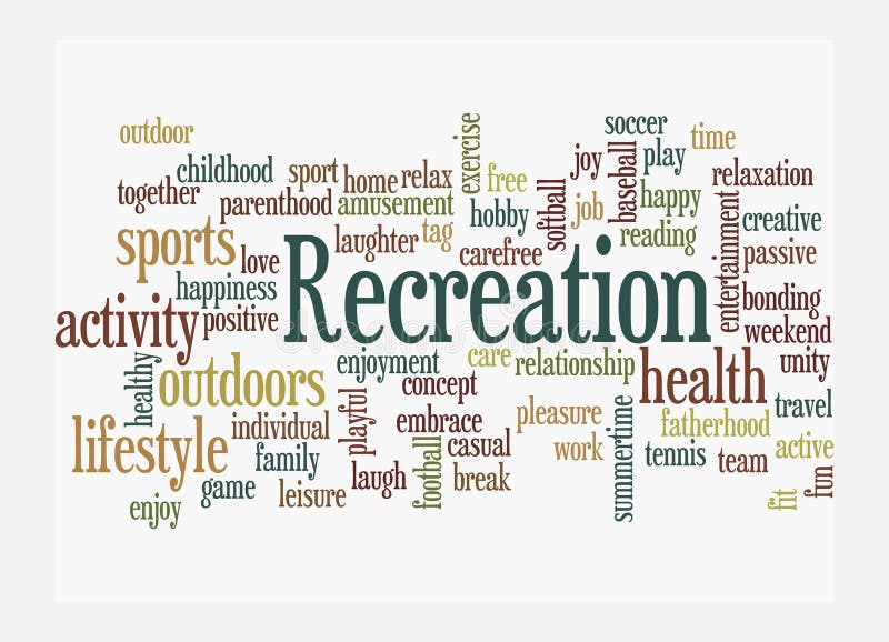 Word Cloud with RECREATION Concept, Isolated on a White Background ...