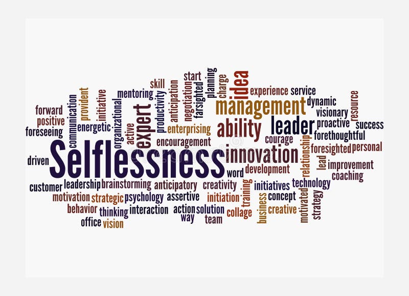 Word Cloud with SELFLESSNESS Concept, Isolated on a White Background ...