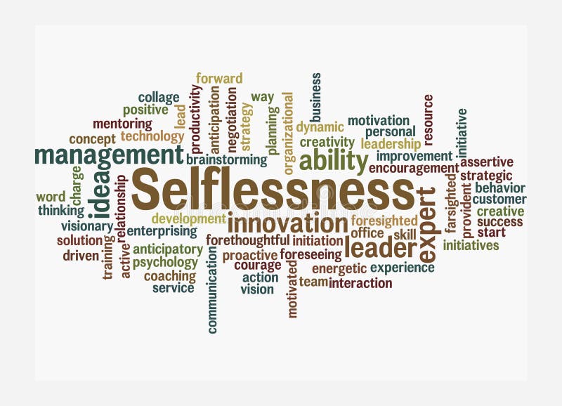 Word Cloud with SELFLESSNESS Concept, Isolated on a White Background ...