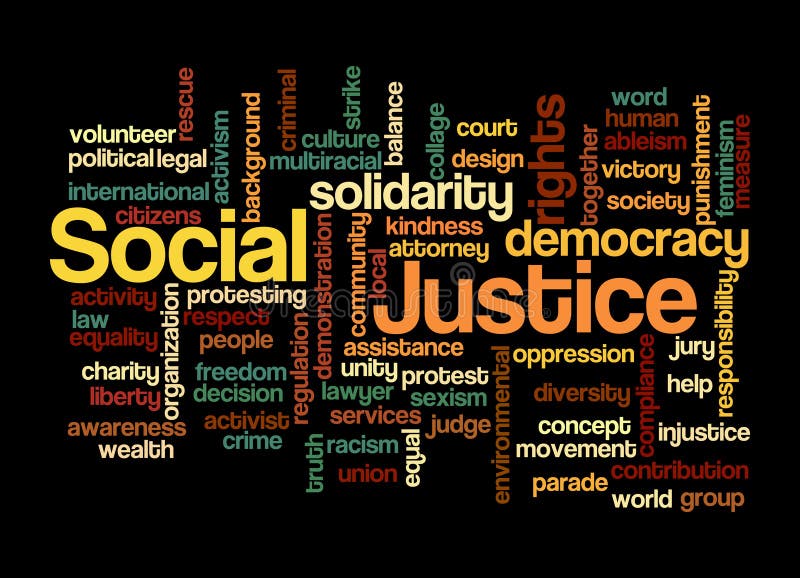Word Cloud with SOCIAL JUSTICE Concept, Isolated on a Black Background ...