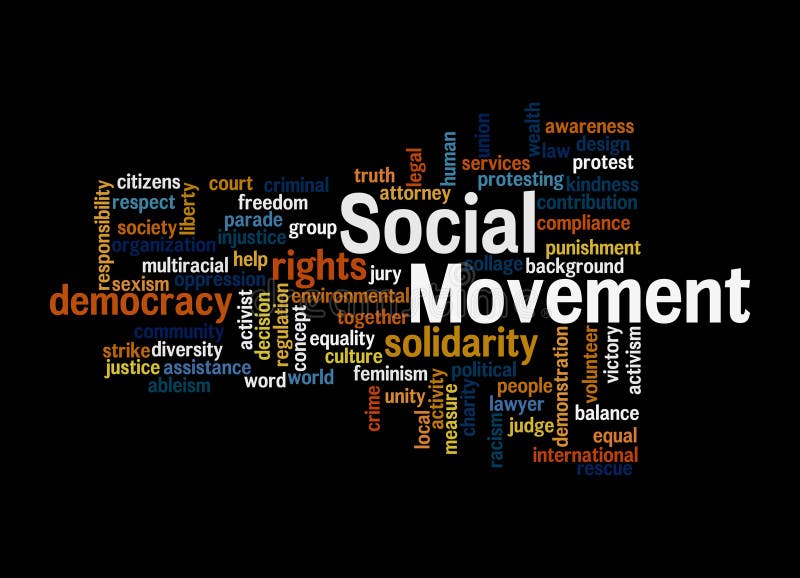 Word Cloud with SOCIAL MOVEMENT Concept, Isolated on a Black Background ...