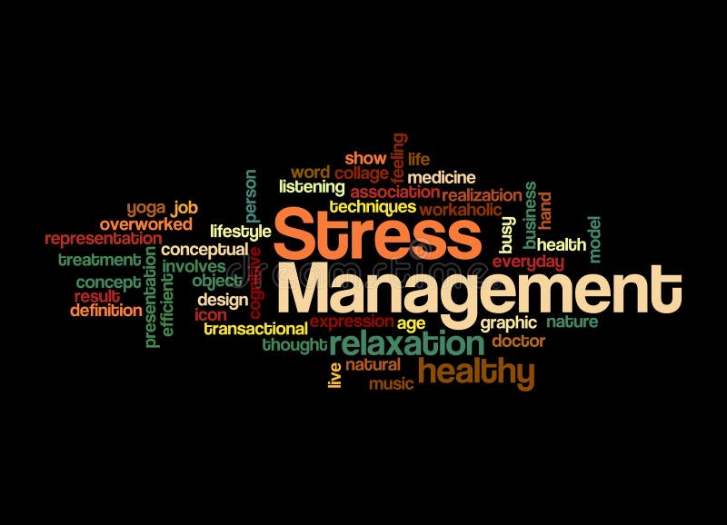 Word Cloud with STRESS MANAGEMENT Concept, Isolated on a Black ...