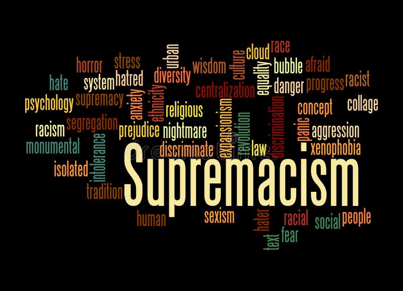 Word Cloud with SUPREMACISM Concept, Isolated on a Black Background ...