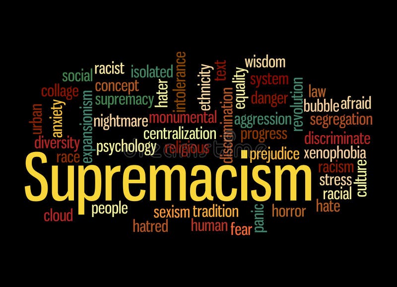 Word Cloud with SUPREMACISM Concept, Isolated on a Black Background ...
