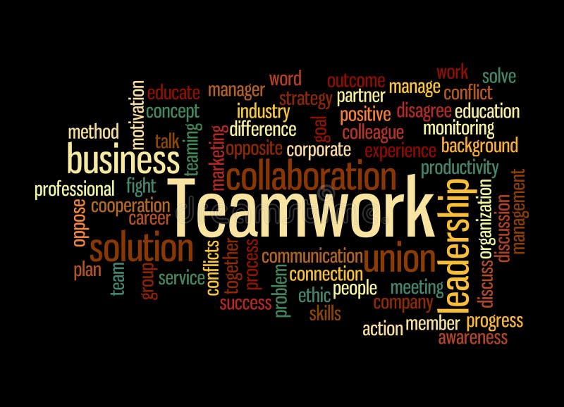 Word Cloud with TEAMWORK Concept, Isolated on a Black Background Stock ...