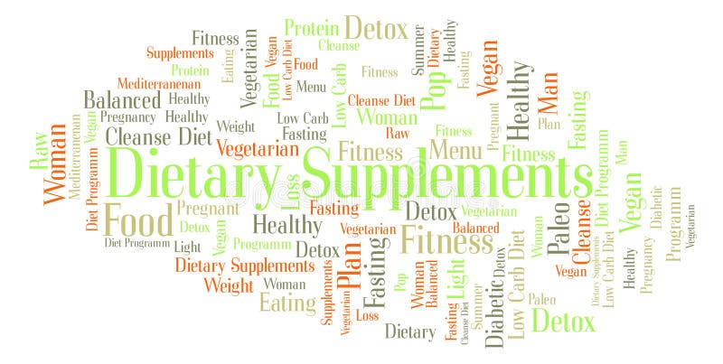 Word Cloud with Text Dietary Supplements on a White Background. Stock Illustration ...