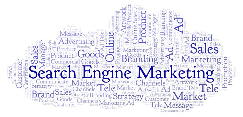 Word Cloud with Text Search Engine Marketing. Stock Illustration ...