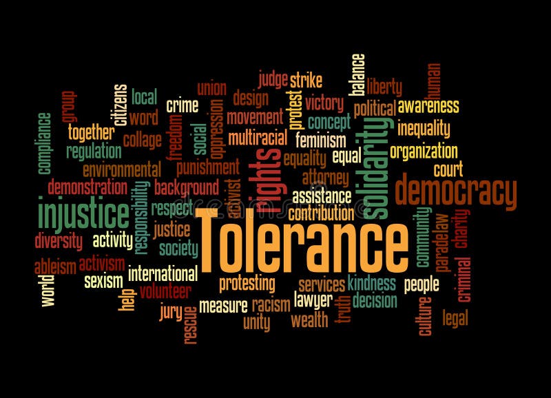Word Cloud with TOLERANCE Concept, Isolated on a Black Background Stock ...