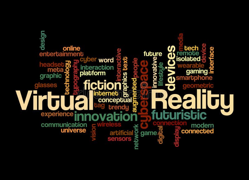 Word Cloud with VIRTUAL REALITY Concept, Isolated on a Black Background ...