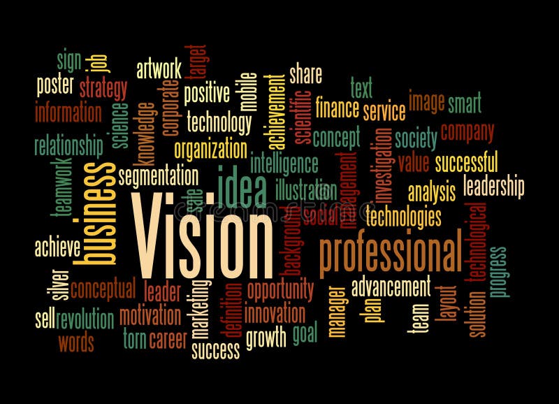 Word Cloud with VISION Concept, Isolated on a Black Background Stock ...