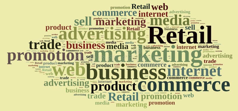 Word Cloud with the Word Retail. Stock Illustration - Illustration of ...