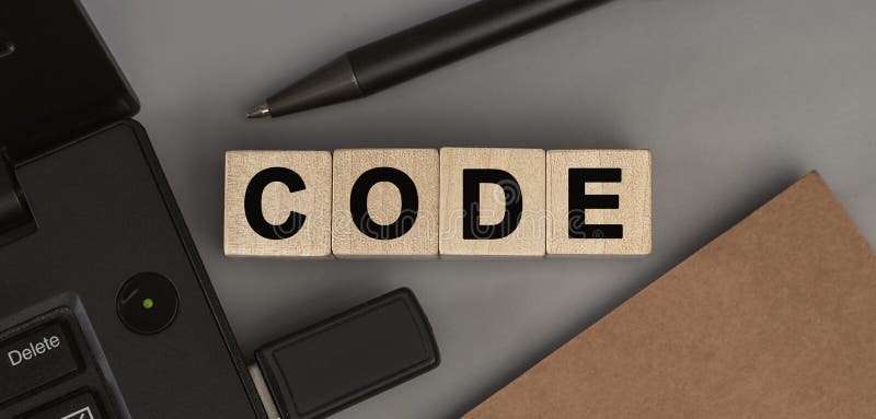 Word CODE Made with Wood Building Blocks. Top View Stock Image - Image ...