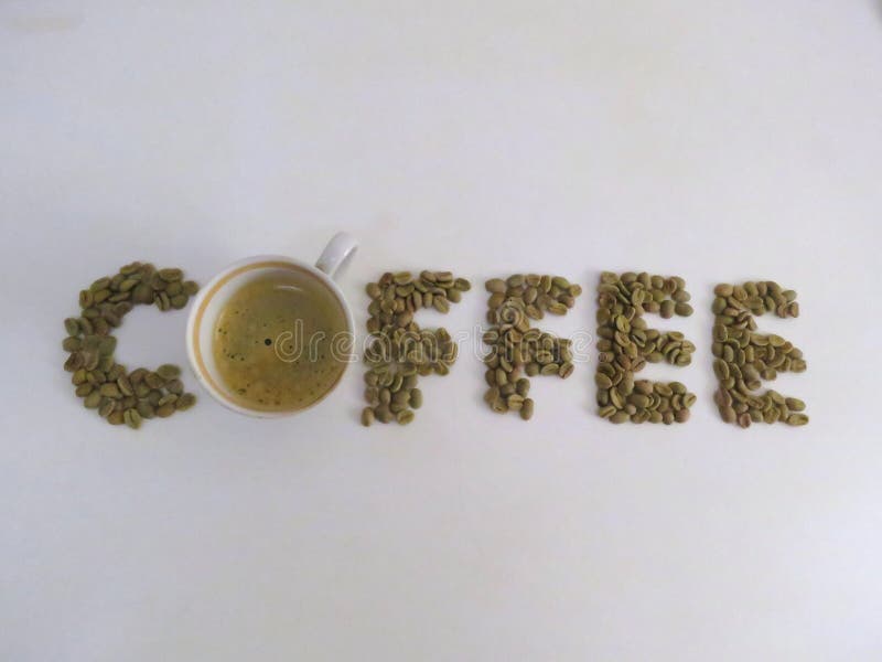 The Word COFFEE is Creatively Spelled Out Using Raw, Green Coffee Beans ...