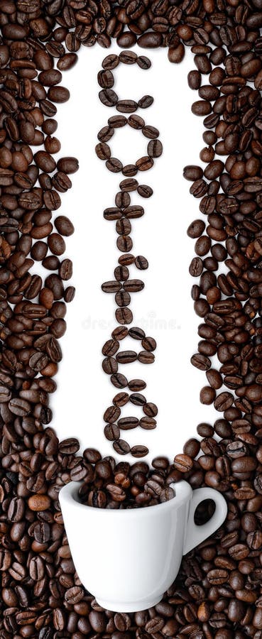 Word Coffee and Cup among Roasted Coffee Beans Stock Photo - Image of ...