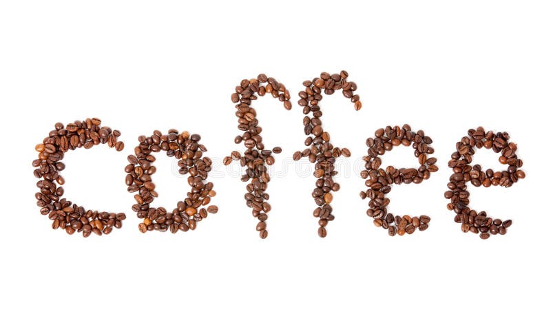The Word Coffee Made from Coffee Grains on White Background Stock Photo ...