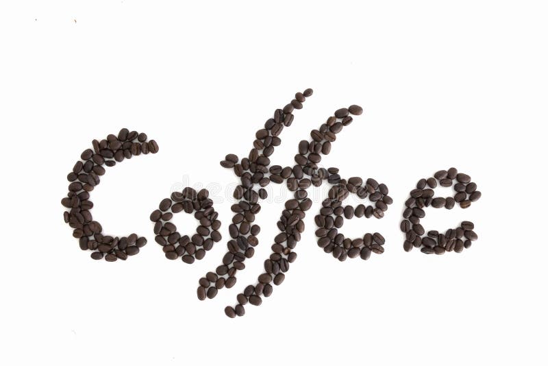 The Word Coffee Spelled with Hundreds of Coffee Beans. Isolated Stock ...