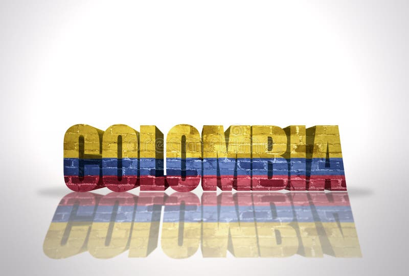 The Word Colombia in the Colors of the Waving Colombia Flag. Country ...