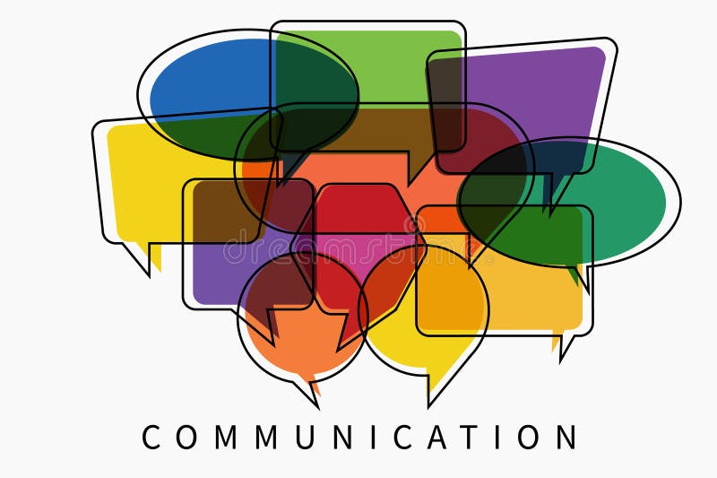 Word Communication with Colorful Multicolored Dialog Speech Bubbles ...