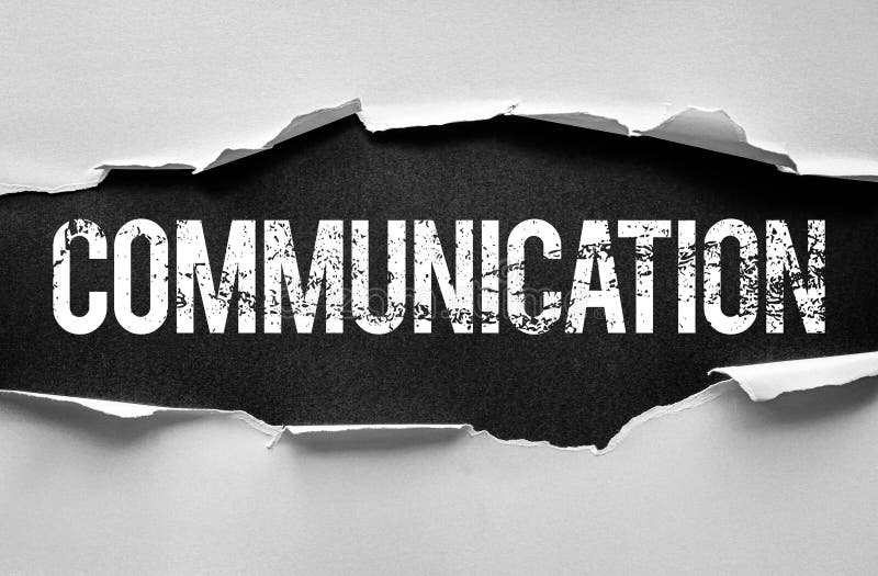 Word COMMUNICATION Displayed through a Torn Paper Effect, Symbolizing ...