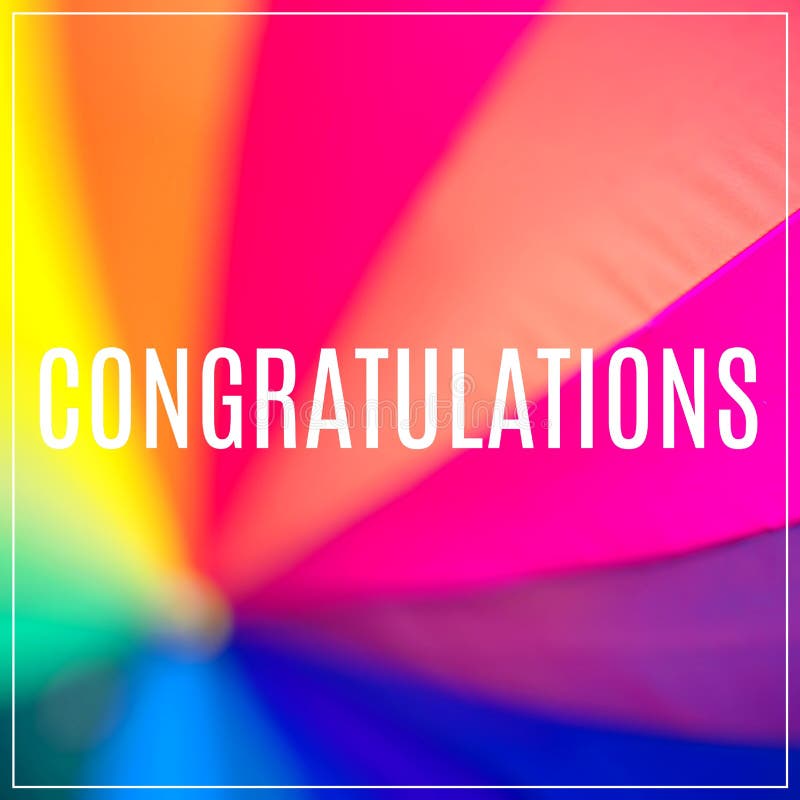 Word Congratulations.Rainbow Coloured Umbrella Stock Illustration ...