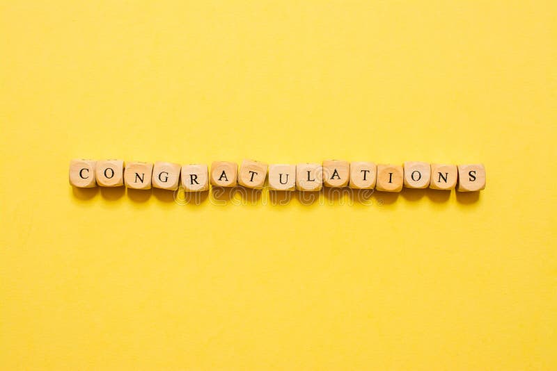 The Word Congratulations, Text Made with Dice on Yellow Background ...