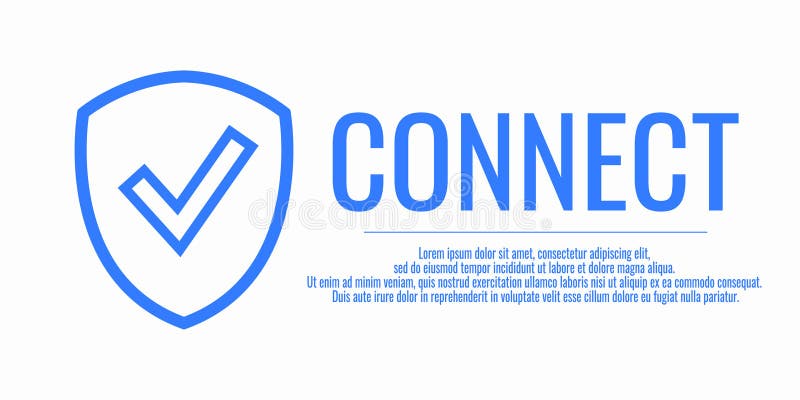 Word CONNECT. Banner Shield Check Mark Icon. Place for Your Text. Cope ...