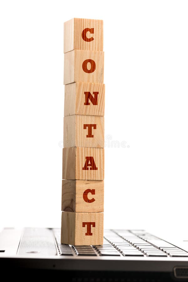 Word Contact on Wooden Blocks on a Computer Stock Photo - Image of ...