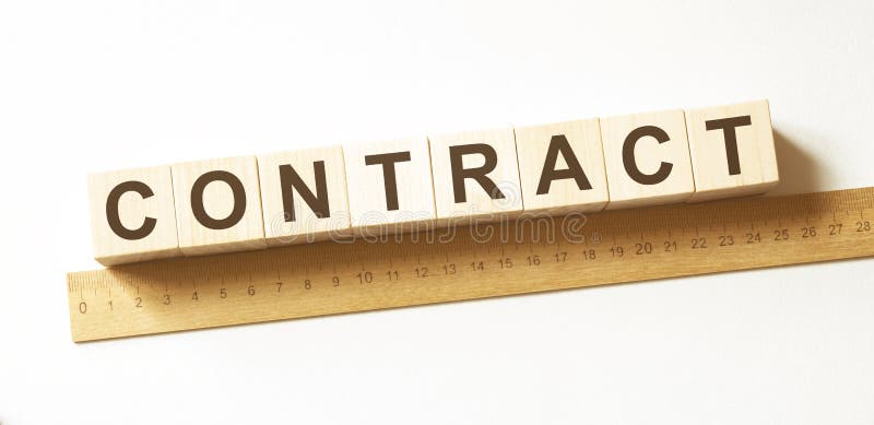 Word CONTRACT Composed Of Wooden Letter. Small Paper House, Wooden ...