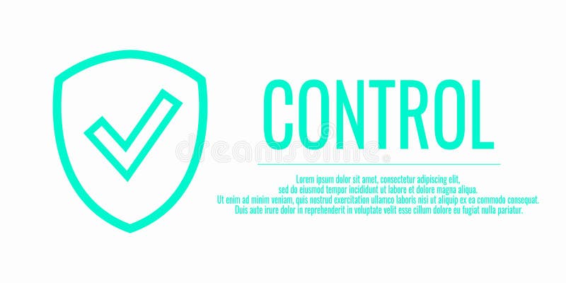Word CONTROL. Banner Shield Check Mark Icon. Place for Your Text. Cope ...