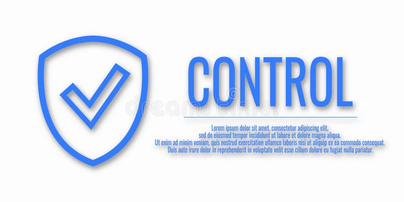 Word CONTROL. Banner Shield Check Mark Icon. Place for Your Text. Cope ...