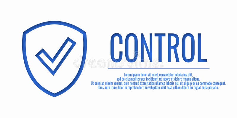 Word CONTROL. Banner Shield Check Mark Icon. Place for Your Text. Cope ...