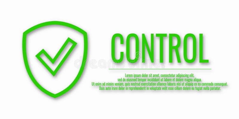 Word CONTROL. Banner Shield Check Mark Icon. Place for Your Text. Cope ...