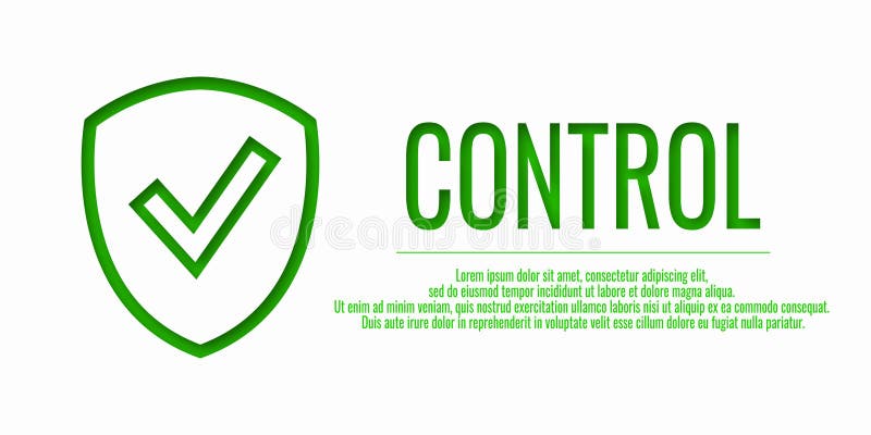 Word CONTROL. Banner Shield Check Mark Icon. Place for Your Text. Cope ...