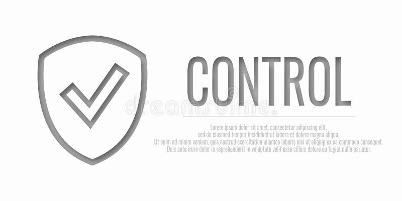 Word CONTROL. Banner Shield Check Mark Icon. Place for Your Text. Cope ...