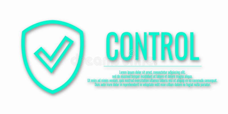 Word CONTROL. Banner Shield Check Mark Icon. Place for Your Text. Cope ...