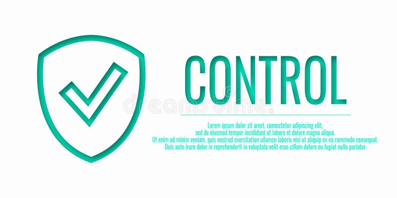 Word CONTROL. Banner Shield Check Mark Icon. Place for Your Text. Cope ...