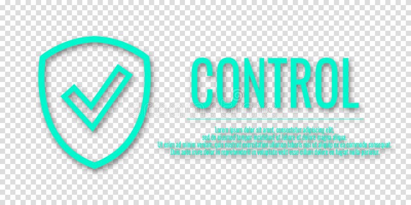 Word CONTROL. Banner Shield Check Mark Icon. Place for Your Text. Cope ...