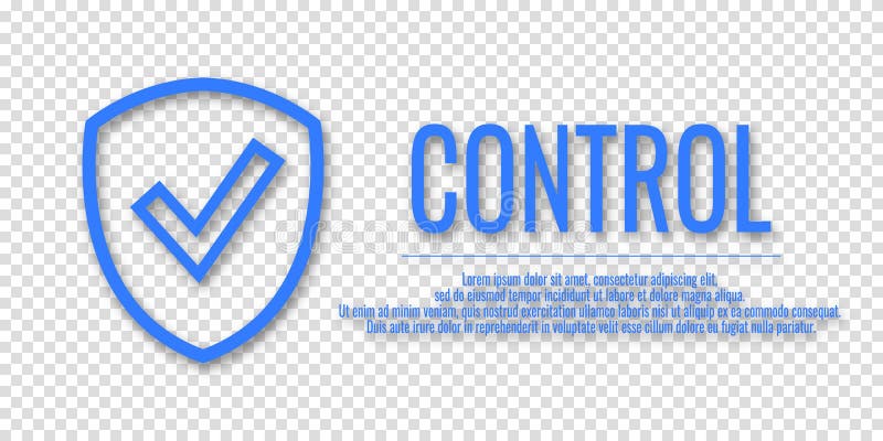 Word CONTROL. Banner Shield Check Mark Icon. Place for Your Text. Cope ...