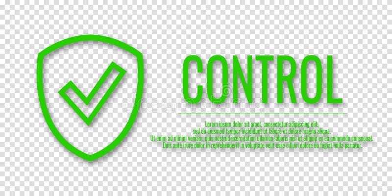 Word CONTROL. Banner Shield Check Mark Icon. Place for Your Text. Cope ...