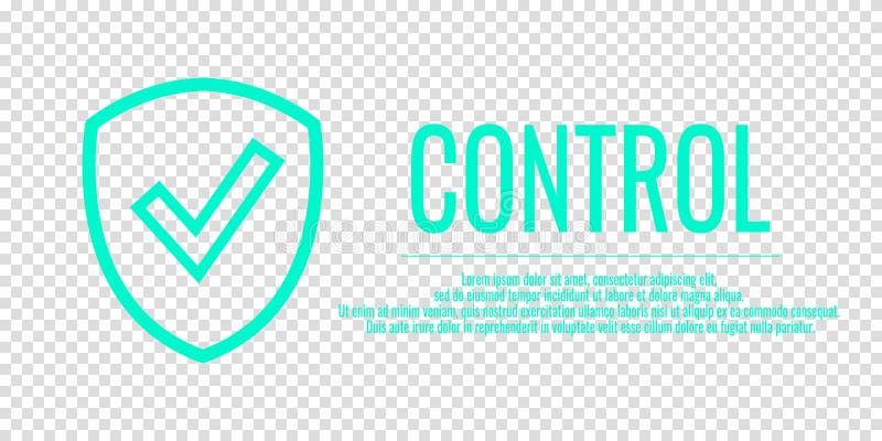 Word CONTROL. Banner Shield Check Mark Icon. Place for Your Text. Cope ...