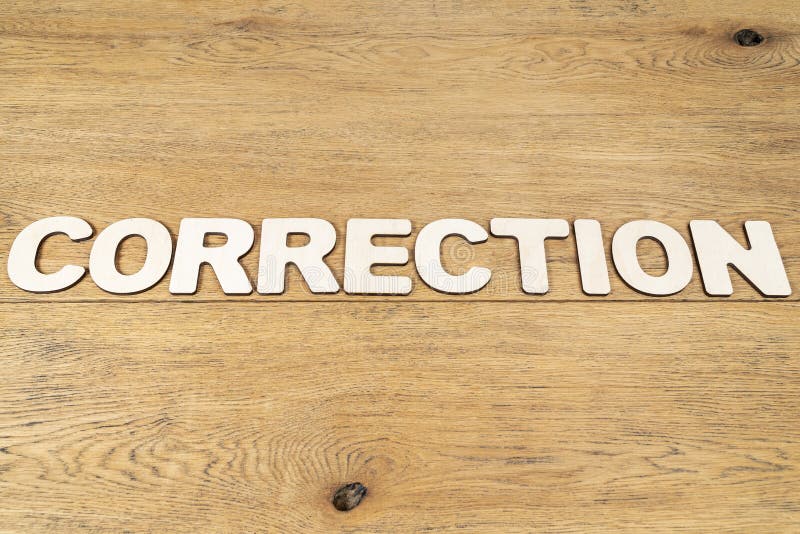 Word Correction on a Wooden Table Stock Image - Image of edits ...