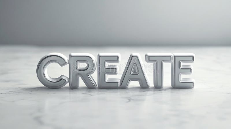 Word CREATE Styled in Metallic 3D Letters on Marble Surface Emphasizing ...