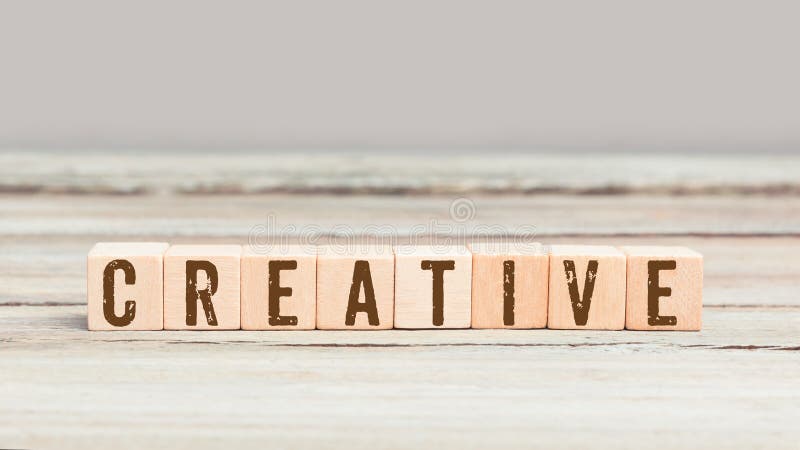 Word Creative on Wood Cubes Stock Photo - Image of information, space ...