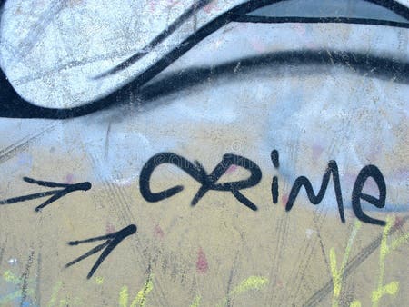 The word crime on the wall stock photo. Image of graphic - 4703930