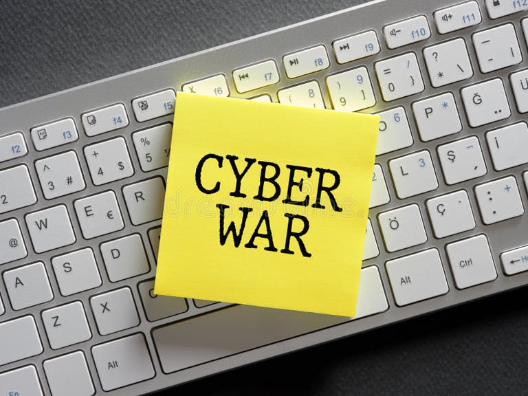 The Word Cyber War Written on a Sticky Note Paper on Computer Keyboard ...
