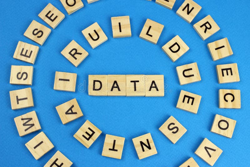 Word Data Made of Wooden Letters on a Blue Background Stock Photo ...