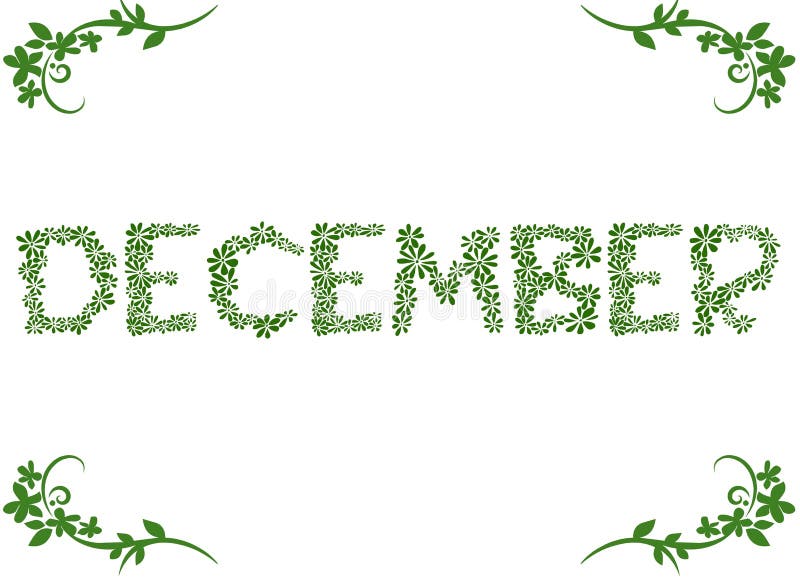 Word December Write with Leaves on White Background Stock Illustration ...
