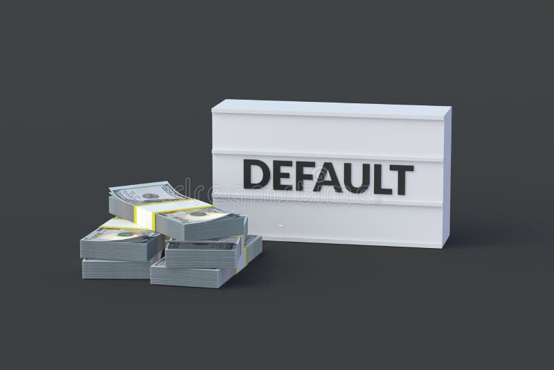 Word Default on Lightbox Near Stack of Money Stock Illustration ...