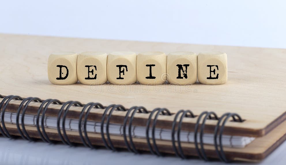 Word DEFINE Made with Letters on Wooden Blocks on Wooden Notepad Stock ...
